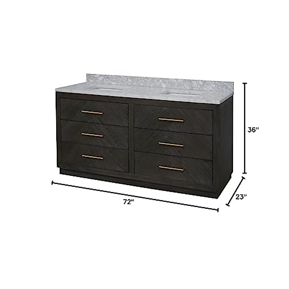 Kitchen Bath Collection Avery 72-inch Double Bathroom Vanity (Carrara/Dark Oak): Includes Dark Oak Cabinet with Stunning Carrara Marble Countertop and White Ceramic Sinks