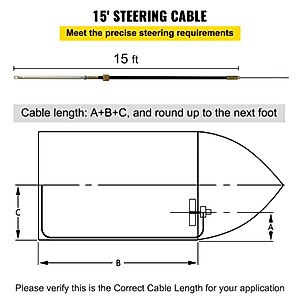 VEVOR Outboard Steering System Kit, 15' Boat Steering Cable, Standard 3/4" Tapered Shaft, Alloy Marine Steering System, Quick to Install, for Yachts, Fishing Boats, and Other Waterborne Vehicles