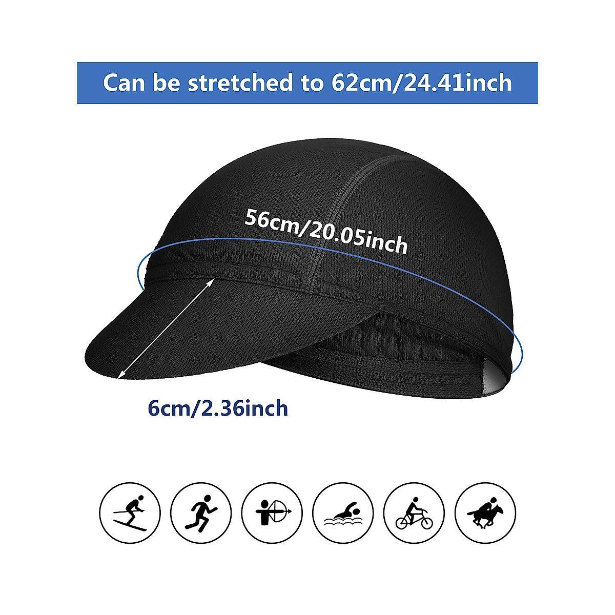 4 Pieces Summer Unisex Cycling Cap Breathable Bicycle Caps Sweat-Absorbing Biking Caps for Women Men Running Outdoor Sports (White, Grey, Black, Blue)