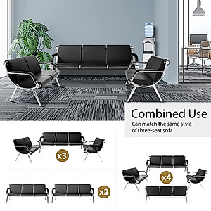 OmySalon Waiting Room Reception Bench, PU Leather Furniture Guest Seating Lobby Conference Chairs with Armrest for Clinic Office Airport Barber Salon Bank