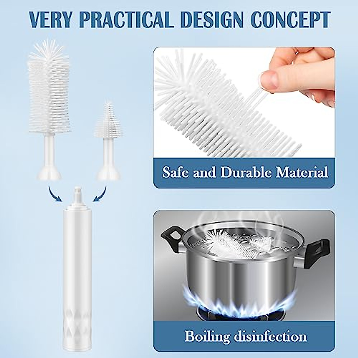 Electric Bottle Brush Set with Baby Bottle Brush Cleaner,Rechargeable Straw Cleaner Brush,Silicone Bottle Brush Kit,for Baby Bottles Pacifiers Straws Travel Bottle Brush Set