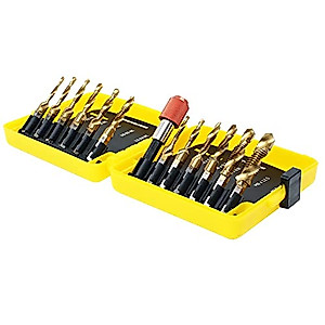 AUTOTOOLHOME Titanium Combination Drill Tap Bit Set 13PCS SAE and Metric Tap Bits Kit for Screw Thread Drilling Tapping Deburring Countersinking