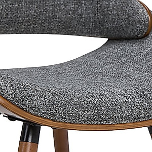 SIMPLIHOME Malden 18 Inch Mid Century Modern Bentwood Dining Chair with Wood Back in Grey Woven Fabric, For the Dining Room