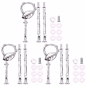 3-Tier 13.5’’ Cupcake Stand Hardware Fittings, Metal Mold Crown Holder DIY Making for Fruit Plate Cake Stand Snack Tray Replacement Parts for Tea Party Wedding Decoration (3 Sets - Silver Leaf)
