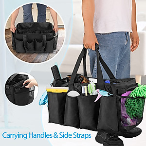 HODRANT Extra-Large Cleaning Caddy, Cleaning Supplies Organizer with Handles for Cleaning Tools Products Storage, Large Capacity Cleaning Tote Bag for Car, Home & Housekeeping Work, Black