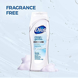 Dial Clean + Gentle Body Wash, Fragrance Free, 16 fl oz (Pack of 6)
