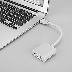 Mini USB to VGA Adapter, USB to VGA Cable Adapter Converter, USB 3.0 to VGA Adapter Cable for Computer (White)