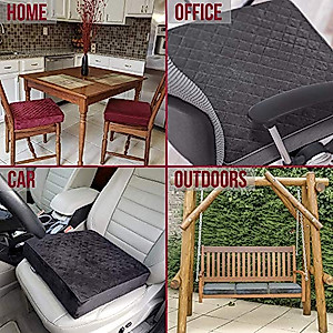 COMFORTANZA Chair Seat Cushion - 16x16x3 Memory Foam Square Thick Non-Slip Chair Pads for Kitchen, Dining, Office Chairs and Car Seats - Comfort and Back Pain Relief - Soft - Gray