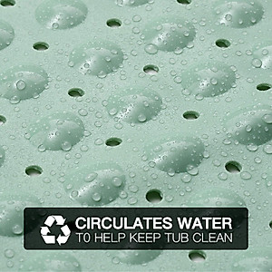 YINENN Bath and Shower Safety Mats 40x16 inch, Non Slip with Suction Cups for Bathroom Stall and Tub Floor, Extra Large and Machine Washable, Drain Holes Keep Bathtub Clean, Light Green