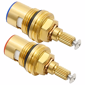 VIKKSAER 2PCS 1/2 Inch Hot & Cold Ceramic Cartridge, 2 Hole Mount Tap Faucet Cartridges, Replaces 45882000 45883000