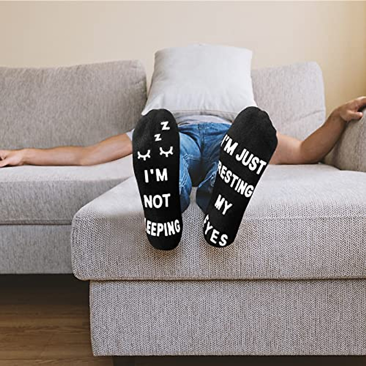 ModernStyle Birthday Christmas Gifts for Dad Men Husband Grandpa Women Grandma Ideas I‘m Not Sleeping I’m Just Resting My Eyes Funny Socks-L