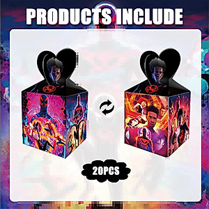 YBW 20 Pieces Miles Morales Favor Boxes Miles Morales Goodie Boxes with Handles Miles Morales Party Supplies for Spider Miles Party Decorations