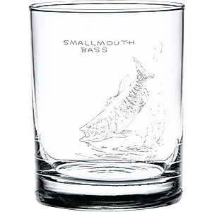 Culver Ned Smith Freshwater Fish 14-Ounce (DOF) Double Old Fashioned Glass Assorted Set of 4