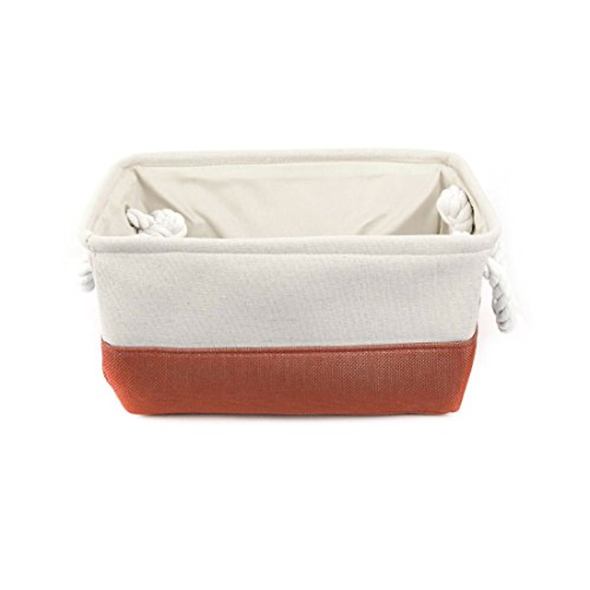 uxcell Collapsible Fabric Storage Basket Bins with Dual Handles, Foldable Toy Bins for Laundry Clothes Storage, Home Organizer for Bedroom Office Closet Shelves Orange+White Medium