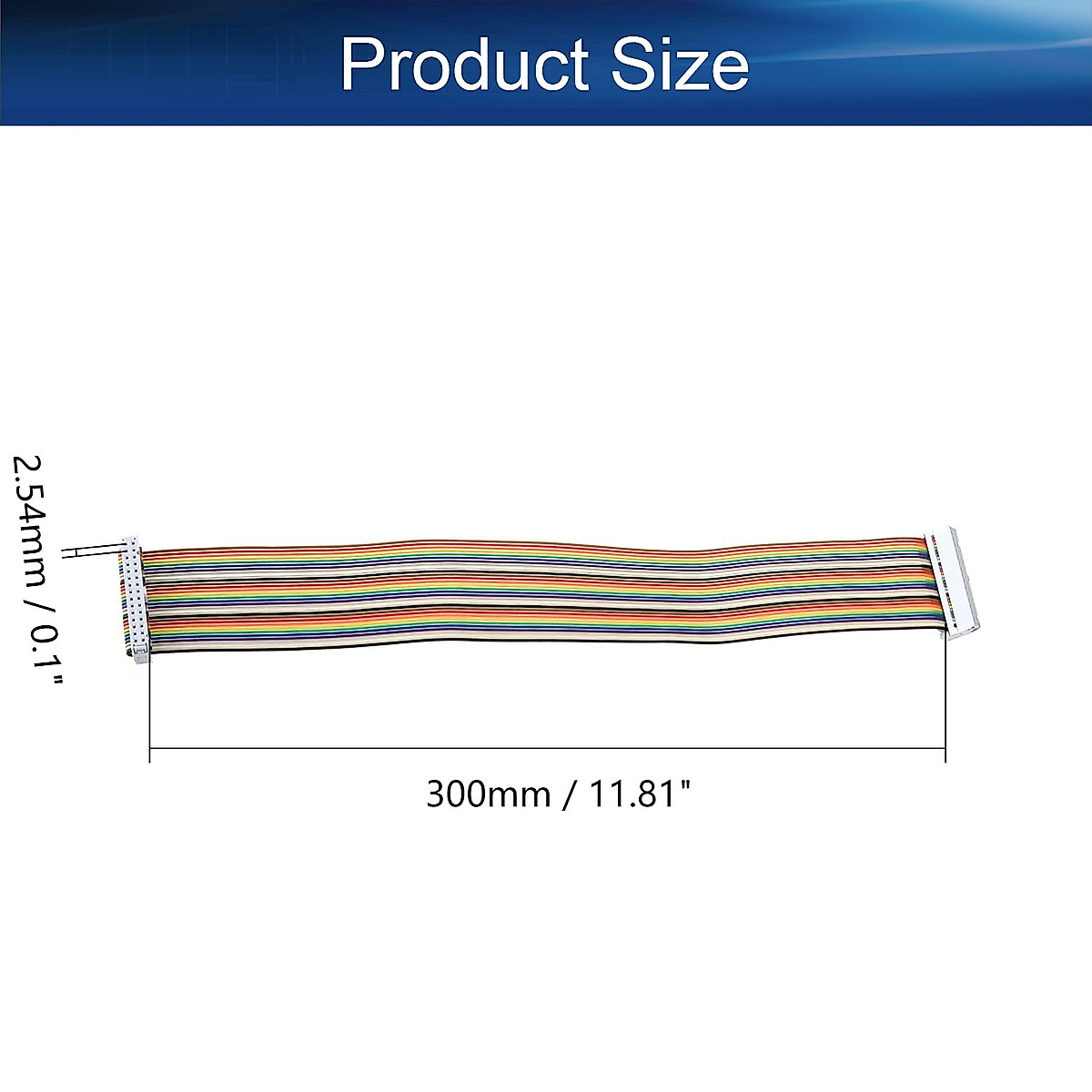 Heyiarbeit 2pcs IDC Rainbow Wire Flat Ribbon Cable 30 Pin 30cm Length 2.54mm Pitch