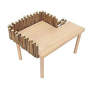 Hamster Platform, Small Pets Wooden Climbing Platform with Fence Ladder for Hamster Gerbil Mice Bird