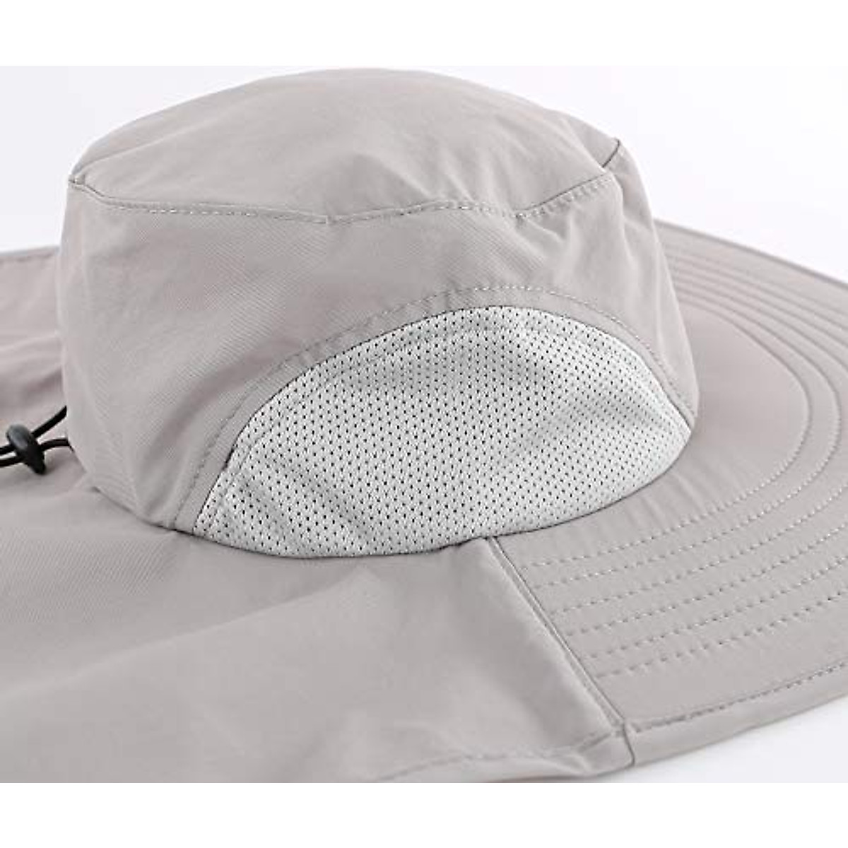 Home Prefer Outdoor UPF50+ Sun Hat Wide Brim Mesh Fishing Hat with Neck Flap (Light Gray)
