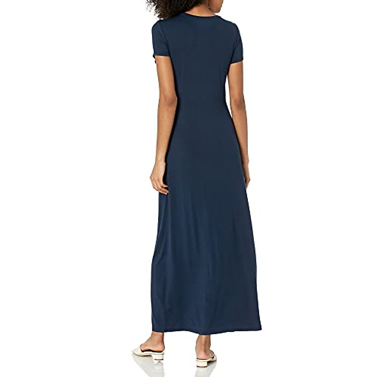 Amazon Essentials Women's Short-Sleeve Maxi Dress, Navy, Large