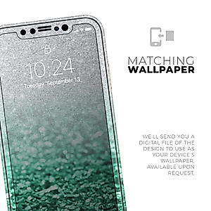 Design Skinz Aqua Green & Silver Glimmer Fade - DesignSkinz Protective Vinyl Decal Wrap Skin Cover Compatible with The Apple iPhone 12 Pro (Full-Body, Screen Trim & Back Glass Skin)