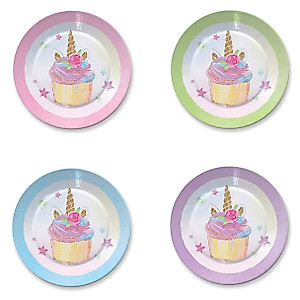 Jewelkeeper Toddler Toys Tea Set for Little Girls - 15 Pcs Tin Tea set for kids Tea Time includes Teapot, 4 Tea Cup and saucers set & 4 snack plates , Unicorn Tea Party Set with Carrying Case