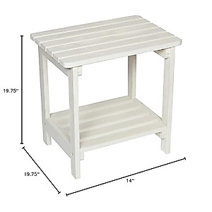 Shine Company Providence Rectangular Solid Wood Side Table, Outdoor Adirondack Patio Table, Eggshell White