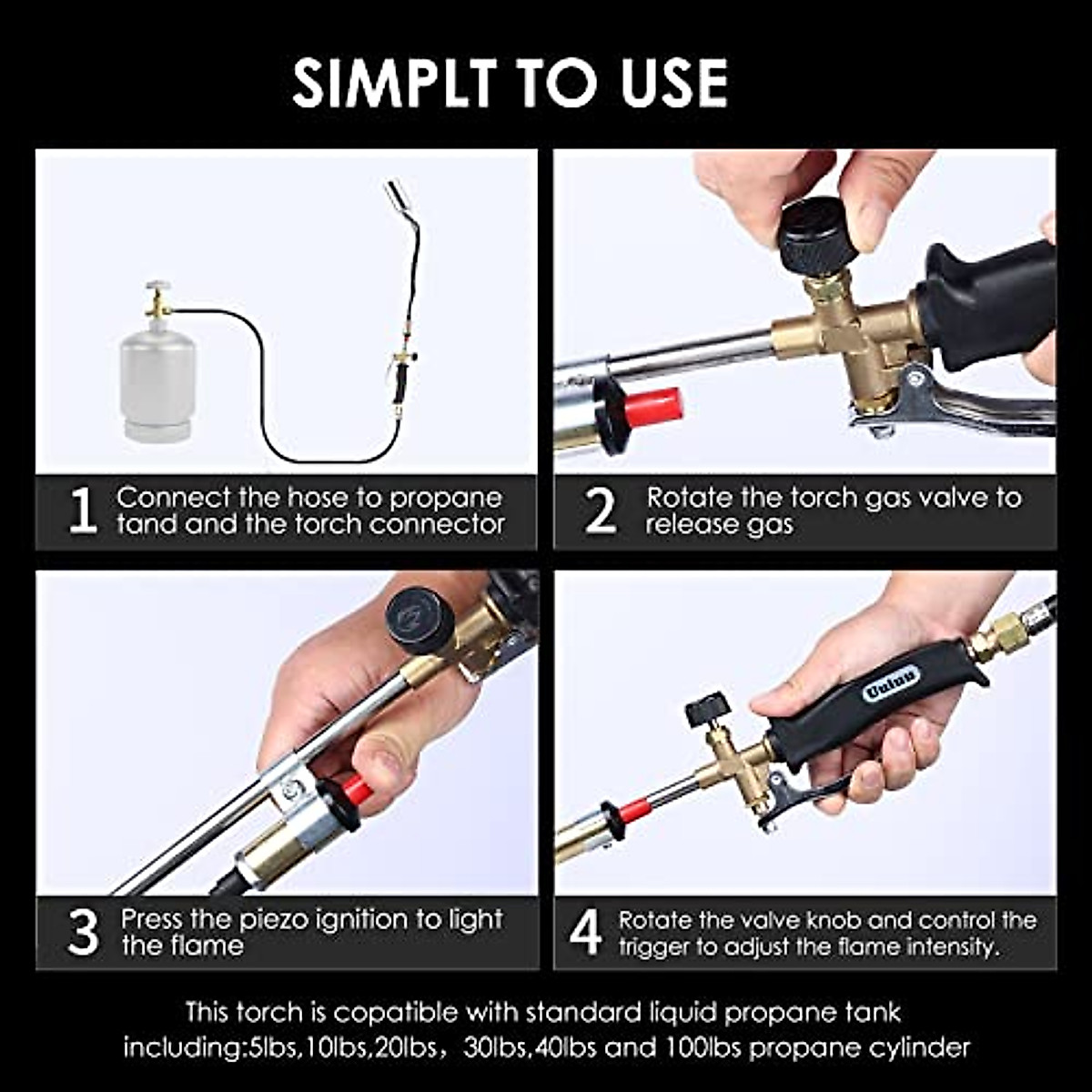 Propane Torch Weed Burner Propane Weed Torch with Turbo Trigger Push Button Igniter,Blow Torch High Output 800,000 BTU Heavy Duty Flamethrower with 9.8FT Hose for Garden Weeds,Ice Snow,Roof,Charcoal