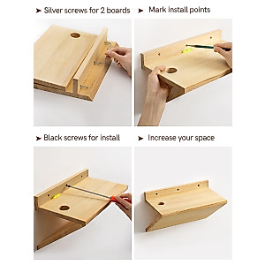 Sivapleso Floating Nightstand Set of 2, Natural Solid Wood Floating Bedside Tables Small Wall Mounted Nightstand Hanging for Bedroom