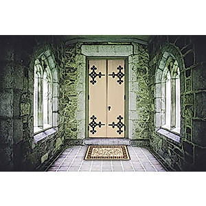 Stair Treads Non-Slip Landing Mat- Skid Resistant Rubber Back Landing Rug - Beautiful Design Landing Mat for Bottom of Stairs - Floormat - Doormat (20" x 30") Mixed Beige Floral