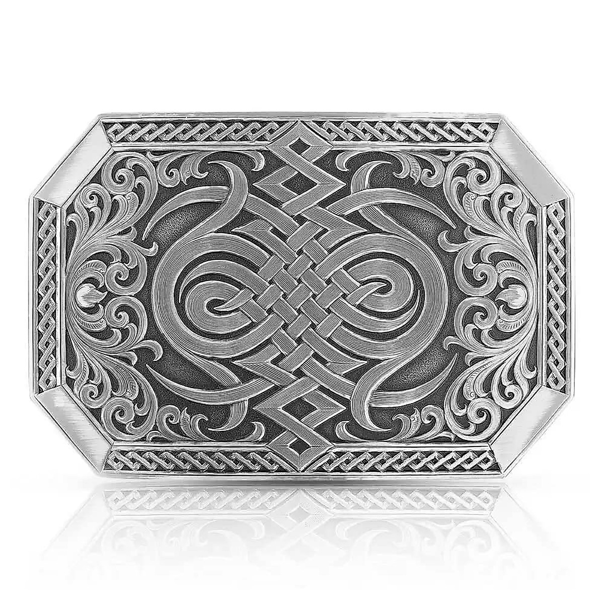 Montana Silversmiths Unisex Gunmetal Celtic Knot Belt Buckle Silver One Size