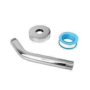 NearMoon 6 Inches Shower Arm + Flange + Teflon Tape, Made of 304 Stainless Steel, Shower Head Extension Extender Pipe Arm, Wall-Mounted For Fixed Bathroom Shower Head, Never Rust (Chrome)
