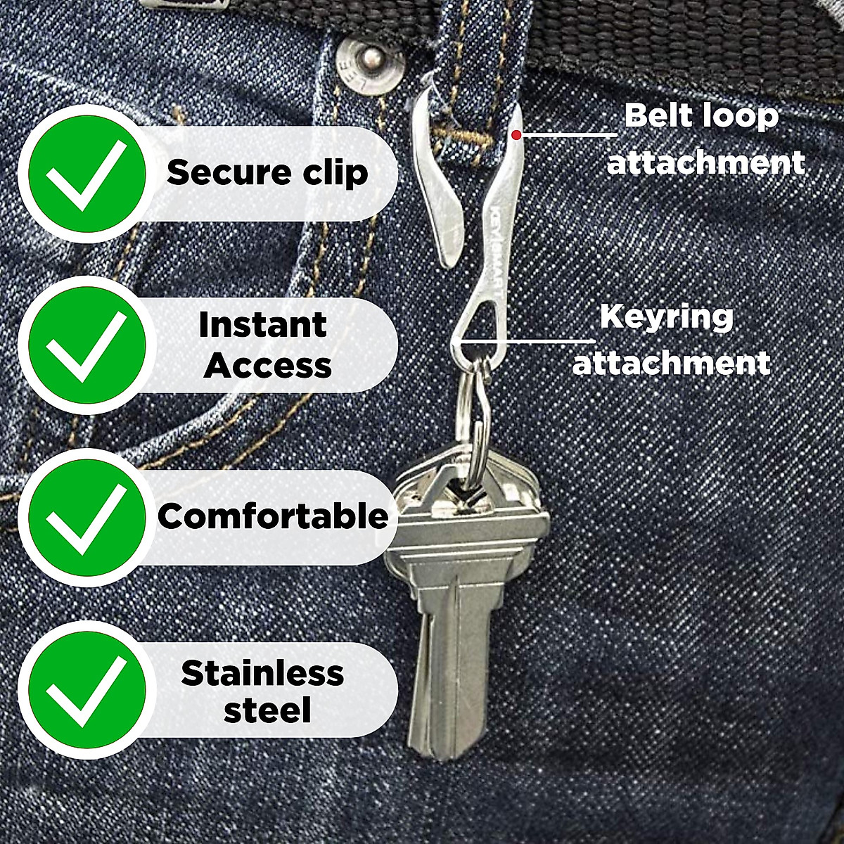 KeySmart Key Dangler - Clip Your KeySmart to Anything (Stainless Steel, Regular Size)