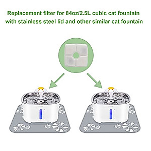 Wonder Creature Cat Fountain Filter for Cubic Cat Water Fountain, 4 Carbon Filters 2 Foam Filters Pack, Elliptical Cat Fountain Filter