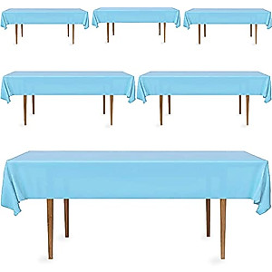 DecorRack 6 Pack Rectangular Tablecloths -BPA- Free Plastic, 54 x 108 inch, Dining Table Cover Cloth, Light Blue (6 Pack)