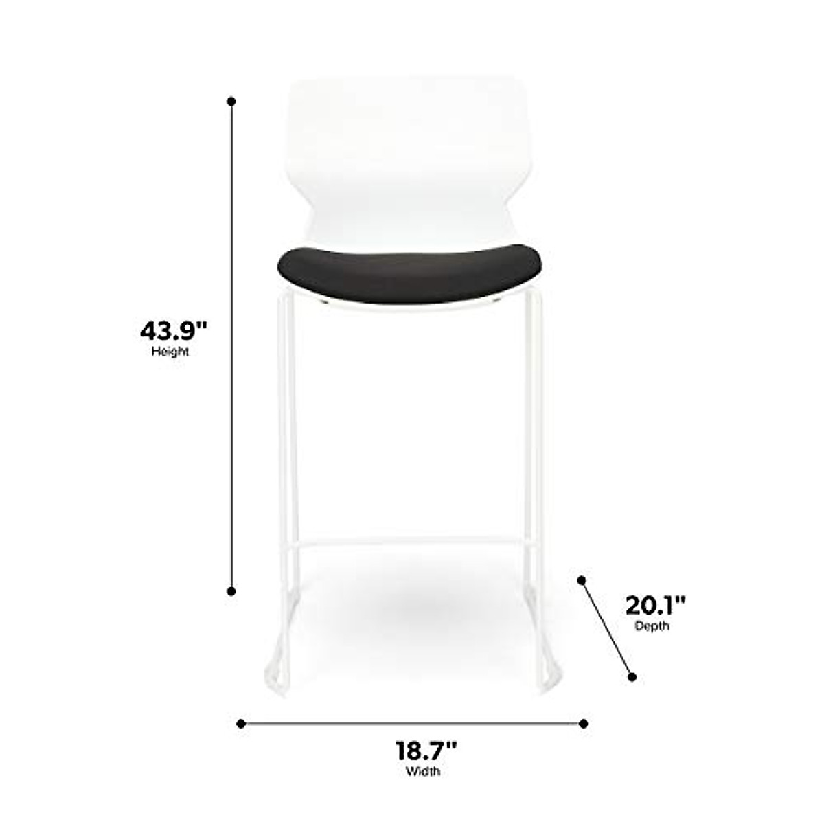 HON Basyx Contempo Guest Stool, 2 Pack, White/Black