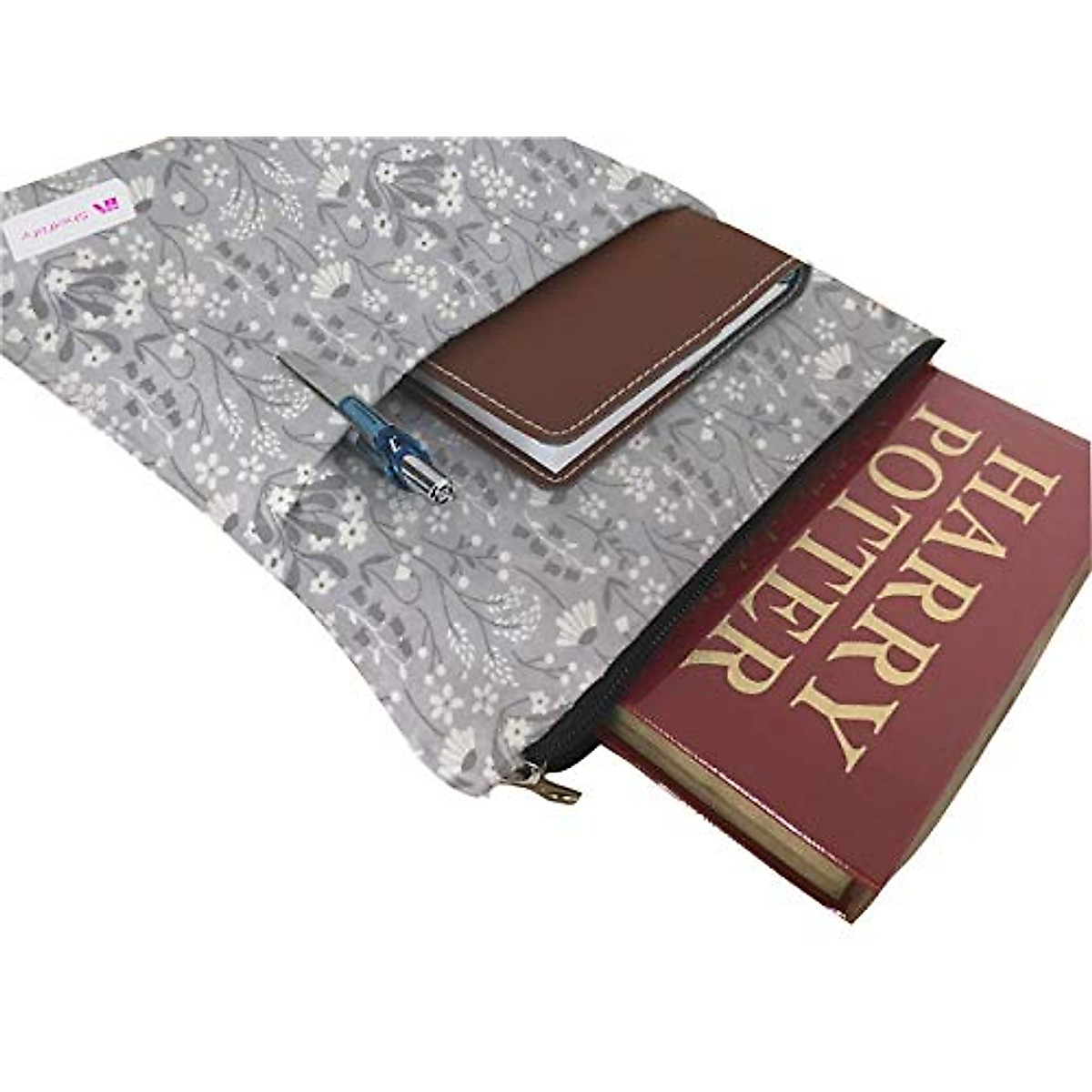 Grey Lily of The Valley Book Sleeve - Book Cover for Hardcover and Paperback - Book Lover Gift - Notebooks and Pens Not Included