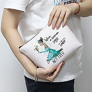 Princess the Frog Inspired Gift Tiana Fan Gift Funny Tiana Princess Makeup Zipper Pouch for Girl Women (when a woman says)