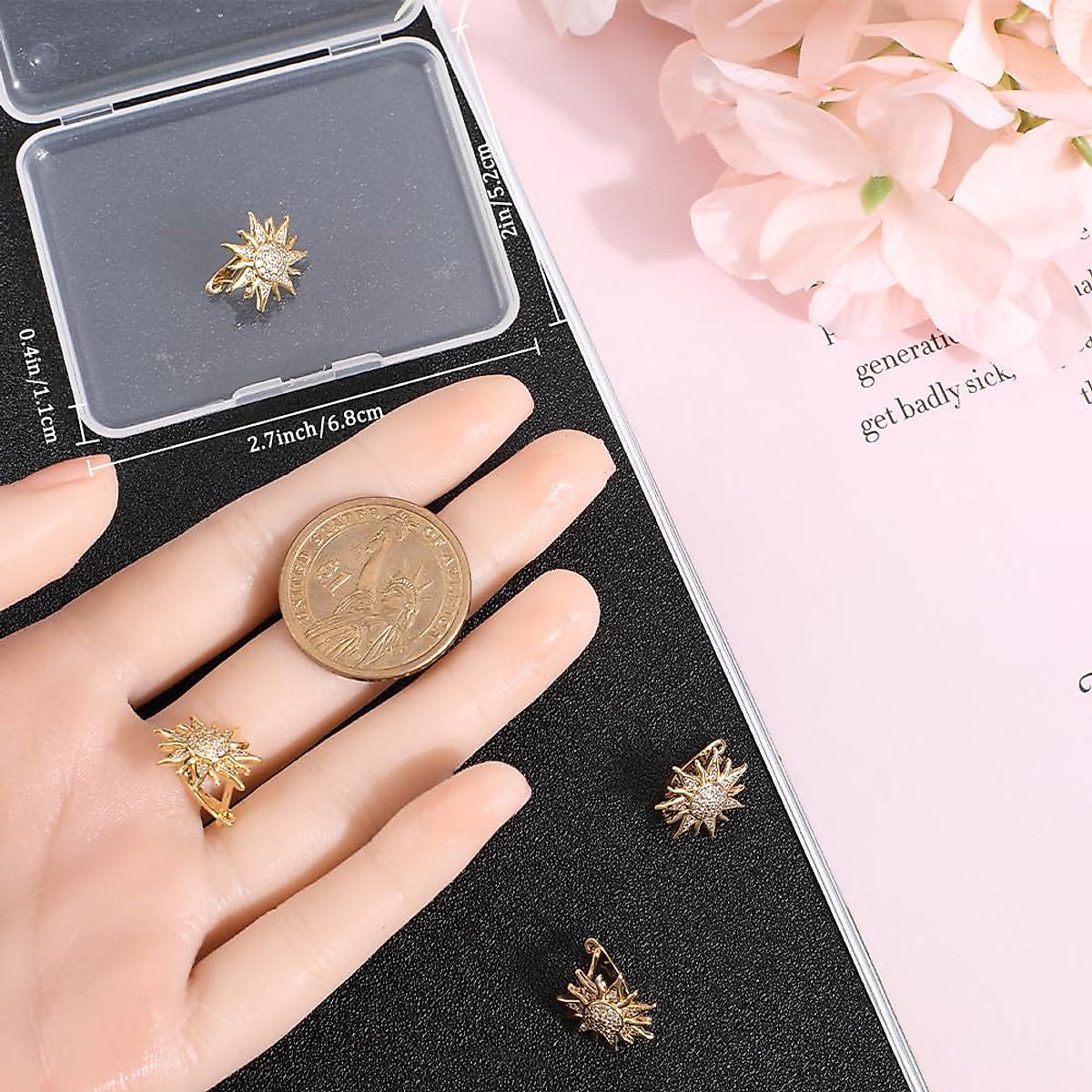 Beebeecraft 1 Box 6Pcs Sun Earring Findings 18K Gold Plated Cubic Zirconia U Shaped Earring Hooks for DIY Jewelry Making Supplies Pin: 0.8mm