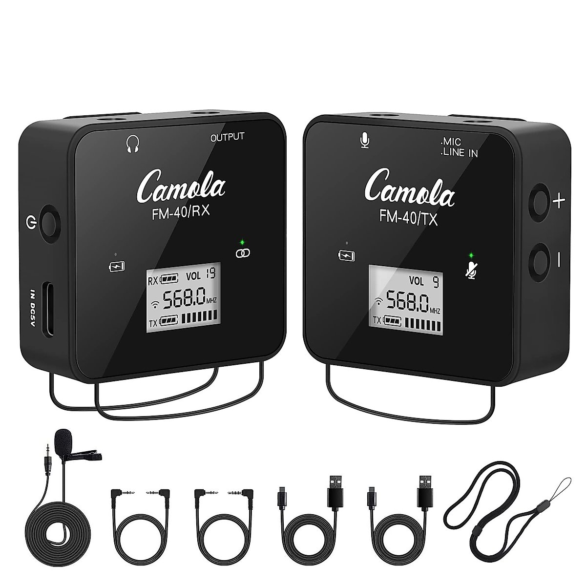 Camola UHF Wireless Microphone for Camera DSLR,Movie Lavalier Mic with Receiver USB Wireless Microphone for Interview&Wireless Lavalier Microphone for Smartphone for Vlogging Video Recording