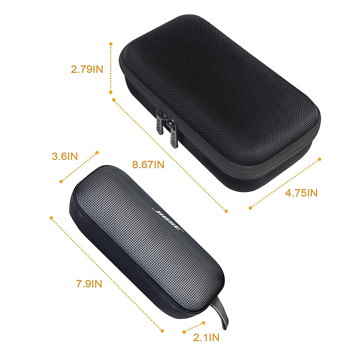 BOVKE Hard Travel Speaker Case for Bose New SoundLink Flex Speaker (2nd Gen) / Bose SoundLink Flex Bluetooth Portable Speaker, Extra Mesh Pocket for Bose Speaker Charger, Charging Cables, Black