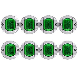 ikasus Round Trailer LED Marker Clearance Tail Lights,12V/24V Waterproof Led Trailer Light,Green 6 LED Stop Turn Tail License Brake Running Light Lamp for Trailers Boat Trailer Truck Marine Camper RV