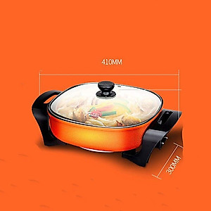 KJHD Orange Frying Pan, Non-stick Deep Dish Heavy Duty Electric Skillet with Tempered Glass Vented Lid and Easy-Pour Spout, Dishwasher Safe