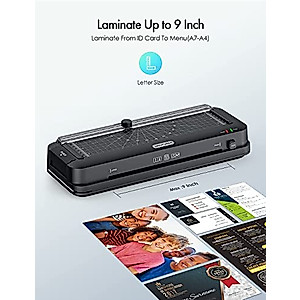 Sinopuren Thermal Laminator Machine and Pouches Bundle, Laminate up to 9-inch Built-in Paper Trimmer Punch, with Laminating Pouches, 3mil 100pack, Letter Size