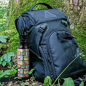 Spongebob OFFICIAL Spongebob Tile Pattern 24 oz Insulated Canteen Water Bottle, Leak Resistant, Vacuum Insulated Stainless Steel with Loop Cap