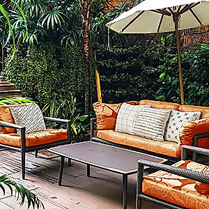 Outdoor Throw Pillow Covers 18x18 Waterproof Farmhouse Boho Spring Summer White Beige Black Patio Decorative Linen Square Modern Floral Line Geometry Stripe Courtyard Garden Sofa Chair Couch set of 4