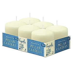 HYOOLA Ivory Pillar Candles 3x3 Inch - Unscented Pillar Candles - 6-Pack - European Made