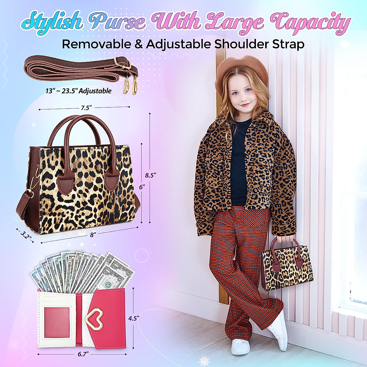 Play Toddler Girls Purse, Toddler Girl Toys Age 3-5 4-5 6-8 Kids Toys Purse Set, Pretend Makeup Kit, Phone, Princess Pretend Play Girl Toys for 3 4 5 6 7 Year Old, Birthday Gifts for Girl Age 3-5