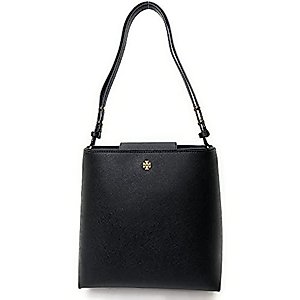 Tory Burch Emerson Womens Saffiano Leather Bucket Bag (Black)