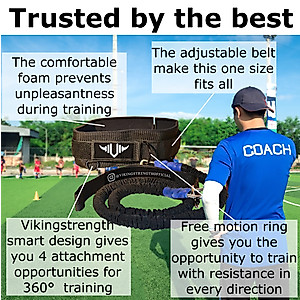 Vikingstrength - 360° Resistance Running Training Bungee Band (Waist) for Speed, Fitness Agility, Speed Strength – Gym Equipment for Football, Basketball, Solo or partner + V-Strength Workout App