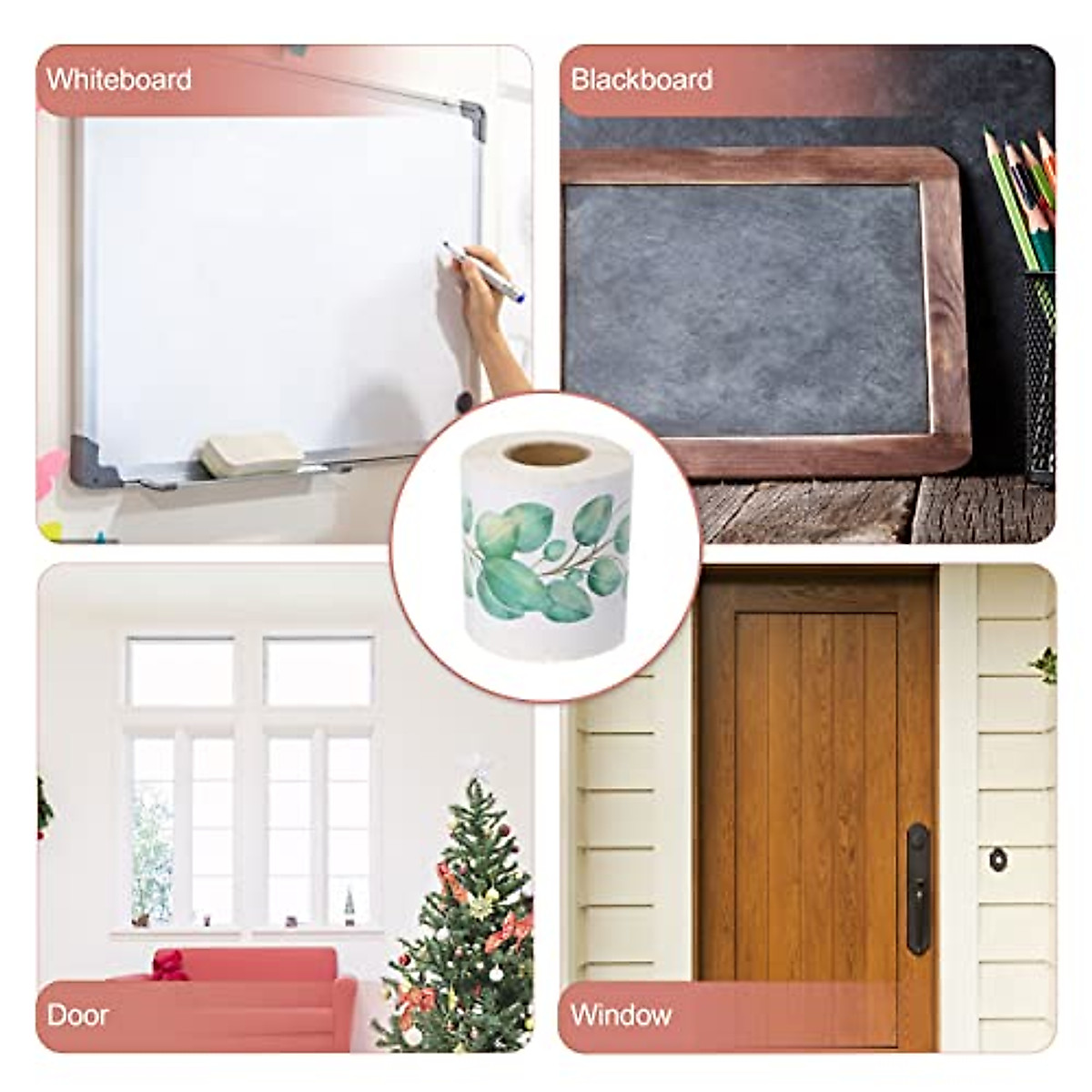 Ciieeo 4 Rolls Teacher Desk Decor Bulletin Board Scalloped Border Trims Die-Cut Border Trim Classroom Borders Trim Eucalyptus Border Paper Eucalyptus Leaves Copper Plate Stickers Sector
