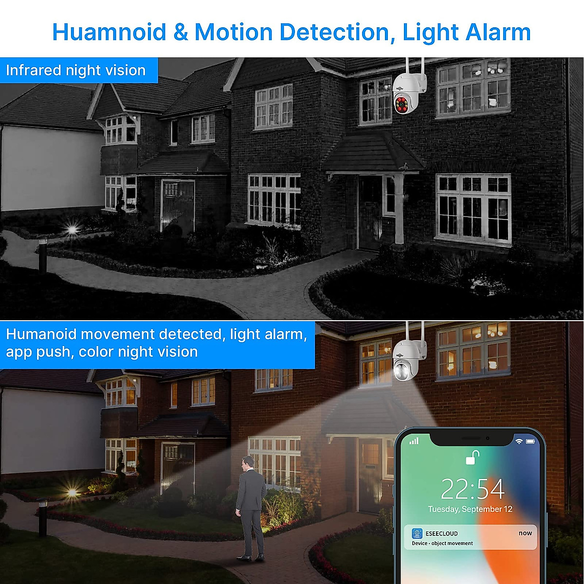 Hiseeu Security Cameras Wireless Outdoor System 5MP PTZ&Bullet Cameras IP66 Waterproof -Night Vision Motion Alert with 1TB Storage WiFi Security Camera No Monthly Fees